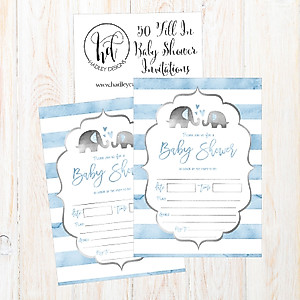 Hadley Designs 50 Fill in Baby Shower Invitations, Baby Shower Invitations Elephant, Jungle, Baby Shower Invites Boy, Baby Boy Shower Invitations, Baby Invitations, Neutral Baby Shower Invitations