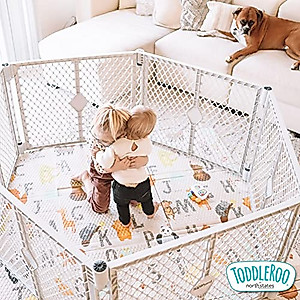 Toddleroo by North States Superyard 6 Panel Baby Play Yard/Barrier & Wall Mount Kit, Made in USA: Extra wide barrier or play area. 38.5" - 201" wide, 5.5 ft corner to corner play yard (26" tall, Gray)