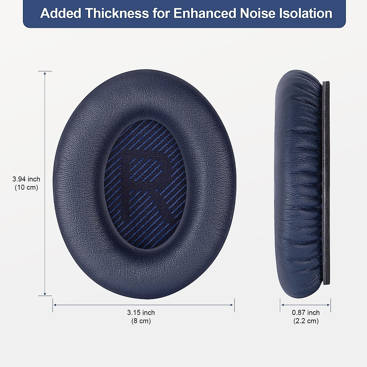 Aurivor Replacement Ear-Pads for Bose Quiet-Comfort QC 35 (ii) 25 15 2 Headphones, Upgraded Cushion for QC35 (ii) QC25 QC15 QC2 SoundTrue/SoundLink AE2/AE2i/AE2w Around-Ear Headphones (MidnightBlue)