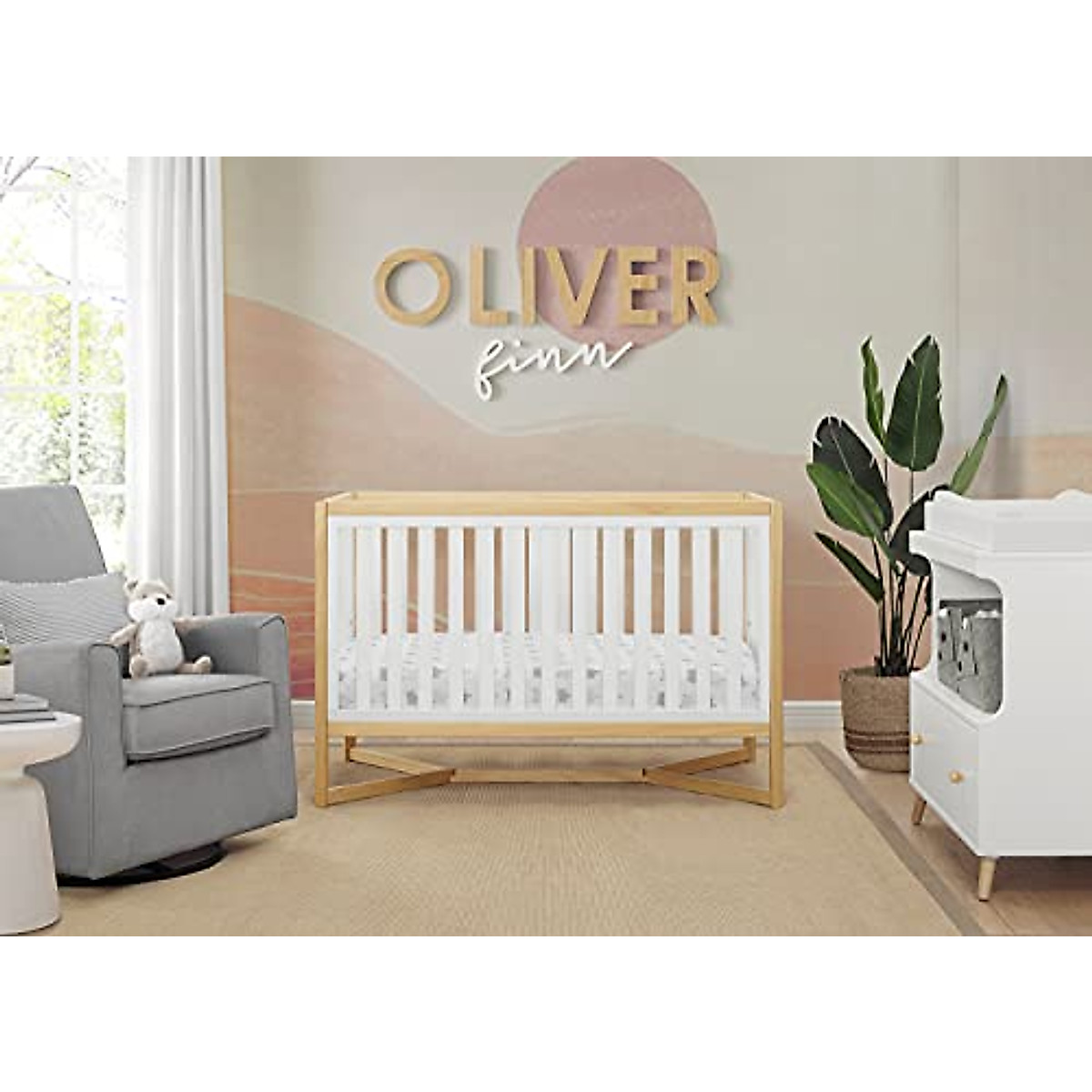 Delta Children Tribeca 4-in-1 Baby Convertible Crib, Bianca White/Natural
