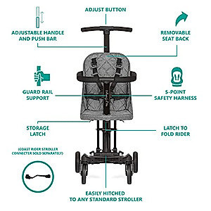 Dream On Me Lightweight And Compact Coast Rider Stroller With One Hand Easy Fold, Adjustable Handles And Soft Ride Wheels, Grey