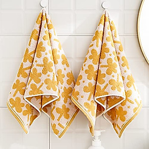 sense gnosis Clovers Pattern Yellow Hand Towels 100% Cotton Decorative Thin Hand Towel Set of 2 for Bathroom 13 x 29 Inch