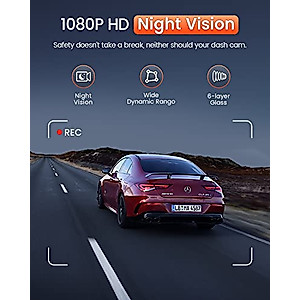 Dash Cam 1080P Car Camera, Dash Camera for Cars, Dash Cam Front with Night Vision, WiFi Car Camera with App, 24h Parking Mode,Motion Detection,Loop Recording, 170°Wide Angle, G-Sensor (X9)