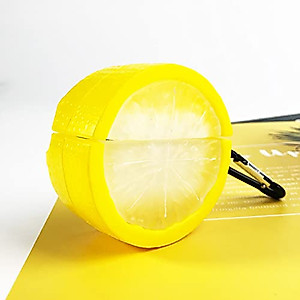 QIXIU for AirPods Pro Case Cover with Keychain,Full Protective Accessories for Women Girl with Apple 2022 Latest AirPods Pro Case,Lemon Design Wireless Charging Headset Accessories