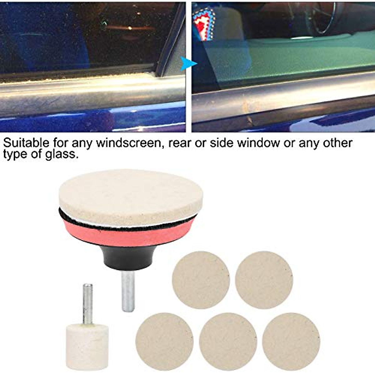 Glass Polishing Kit Car Windscreen Glass Scratch Remover 100g Cerium Oxide Powder Polishing Kit Wheels Set Polish Pads