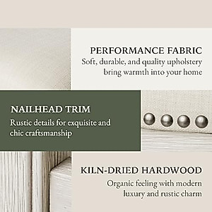 Maven Lane Adrien 26 Inch Counter Height Upholstered Backless Saddle Barstool in White Oak Finish with Natural Color Fabric Cushion Seat, Set of 2