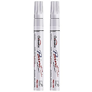 Permanent Paint Pens White Markers - 2 Pack Single color Oil Based Paint Markers, Medium Tip, Quick Drying and Waterproof Marker Pen for Metal, Rock Painting, Wood, Fabric, Plastic, Canvas, Mugs