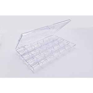 LIFOOST 24 Slots Rhinestone Box Storage Containers Empty Clear Nail Art Decoration Storage Box for Nail Glitter Jewelry Crystal Diamond Accessories