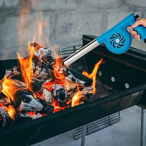 YUYEW Wireless Electric Bellows Portable Barbecue Tools Air Blower Charcoal Starter 12V 5000 RPM Fireplace Bellows Fire Wood Stove Blower Fan Outdoor BBQ Camping Fire Fan