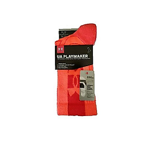 Under Armour Playmaker Men's Crew Socks, Large (8-12)- Beta Red, 1 Pair