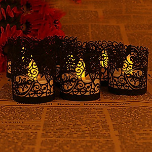 Candle Wraps, Sevend 50 Pieces Tea Light Wraps and Candles Holders for Weeding, Table, Gift, Outdoor (Black Candle Wraps)