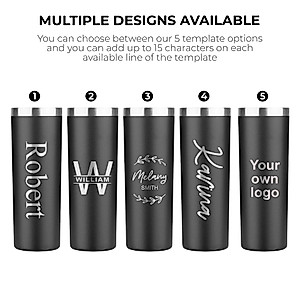 Custom insulated 20oz tumbler with lid, personalized skinny metal powder coated thermo for women men, engraved corporate gift to add your logo cup, travel thermal tumbler for coffee & beverages
