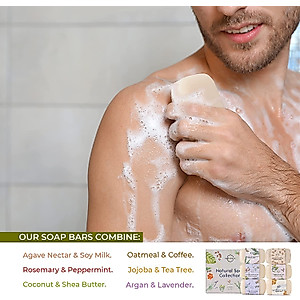 O Naturals 100% Natural Bar Soap - Assorted 6 PCS Soap Gift Set - Organic Ingredients & Essential Oils - Spa Gifts for Women & Men, Body Wash Soap Bar & Face Soap - Natural Soap - Mother's Day Gifts