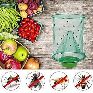 Ranch Fly Trap with Bait Tray, Reusable Fly Traps Fly Catcher Cage for Indoor or Outdoor Family Farms, Park, Stable,Garden, Restaurants (8 Pack)