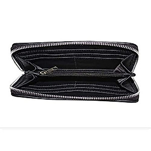 Womens Zipper Wristlet Clutch - Black White Cow Hide Cow Skin Leather Hand Clutch Zip Phone Wallet Clutch Card Case 8' X 4' - Gift for her