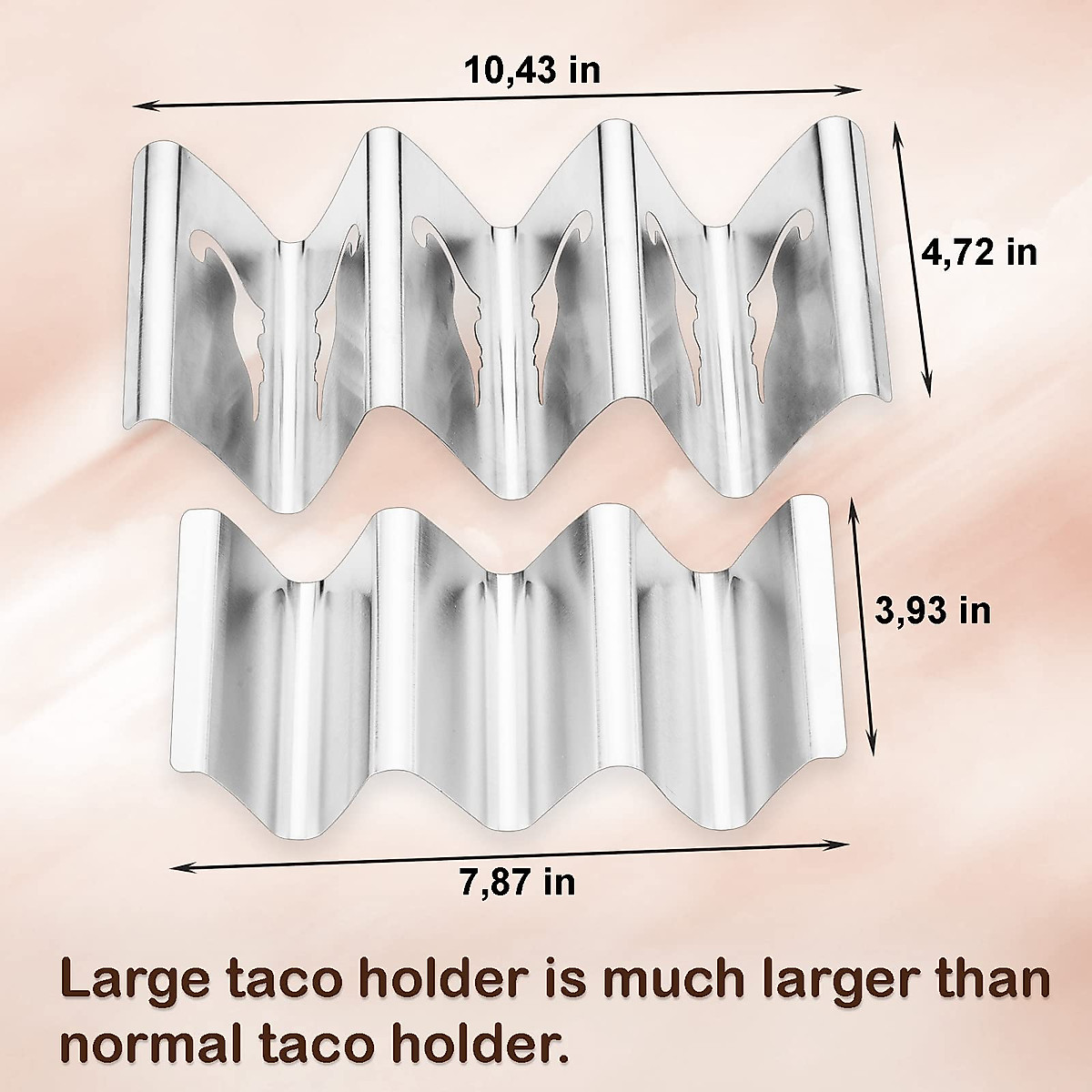 Taco Holders for Grill-Taco Holders Set of 4 - Stainless Steel Taco Holder for Kids Taco Night - Premium Easy To Use and Clean Taco Stand For 3 Soft Hard Shell Tacos - Perforated with Dinosaur