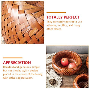 CIYODO 1pc Container Serving Wood Dining Handwoven Kitchen Bread Baskets Dishes Bowl Wooden Sundries Farmhouse Wicker for Bathroom Fruit Decorative Decoration Retro Household Xxcm