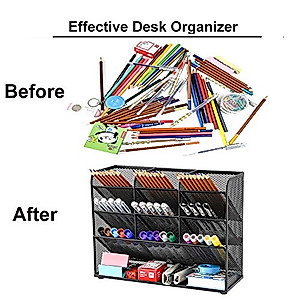 Marbrasse Mesh Desk Organizer, Multi-Functional Pen Holder, Pen Organizer for desk, Desktop Stationary Organizer, Storage Rack for School Home Office Art Supplies (Mesh Pen Holder)