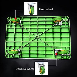 Generic Platform Hand Truck Platform Hand Truck Push Cart for Moving Foldable Handle and 360 Degree Swivel Wheels for Easy Storage Stable Transport High Bear Foldable (Size : 90 * 60), Green