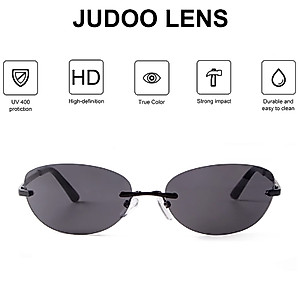 JUDOO Y2K Oval Sunglasses for Men Women 90s Vintage Rimless Rectangle Cool Glasses