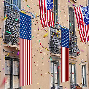 SU2SON American Flag Porch Signs Outdoor Decorations Banner, 4th of July Stars and Stripes Hanging Banner for Front Door Indoor