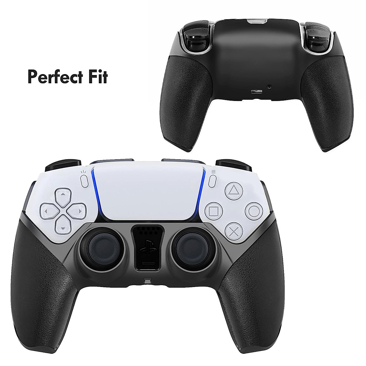 Hacker's Protective PS5 Controller Case Cover with Genuine Leather，Better Grip for Game Experience(Black)