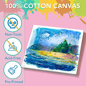 ESRICH Mini Canvases for Painting 4x4 Canvas Value Pack for 48PCS, 2/5In Thickness Small Canvas, Blank Canvas Bulk are Great for School Projects,Kids Birthday Party and Wall Decoration., white