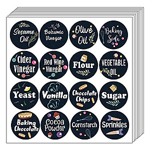 Creanoso Kitchen Ingredients Item Labels Text Stickers (20-Sheet) – Gift Giveaways Stickers for Chefs – Premium Quality Design Food Label Stickers for Kitchen – Unique Rewards Incentives for Men Women