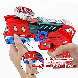 Bey Battling Top Burst Gyro Toy Set with 4 Spinning Top Burst Gyros 1 Toy Launchers Combat Battling Game Gifts for Boys Children Kids Ages 6+