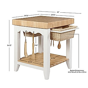 Powell Furniture Kitchen Island, White, 30" x 30" x 36.1/4"