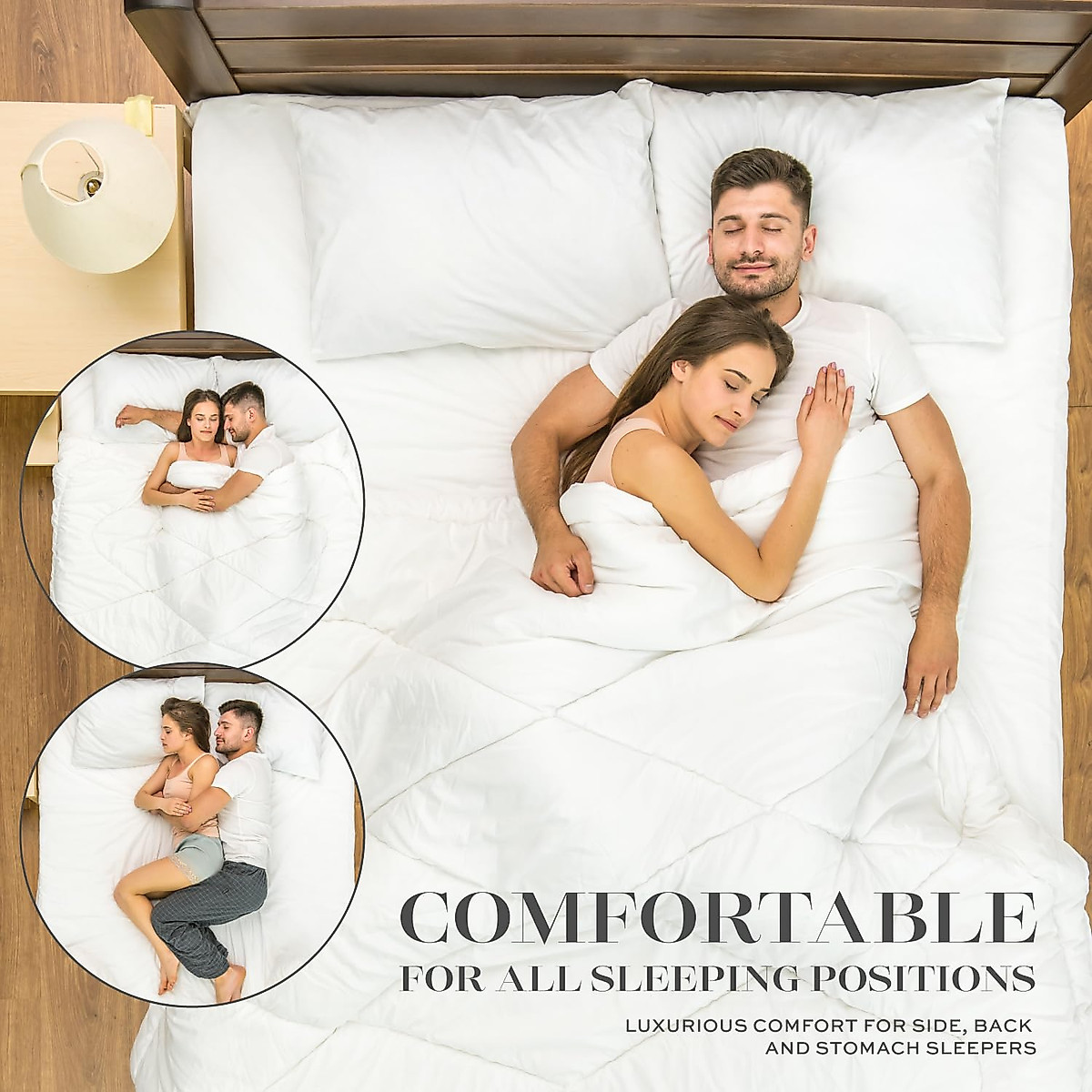 White Classic Bed Pillows for Sleeping 2 Pack, King Size Pillow Side Sleeper Set, Down Alternative Luxury Hotel Soft Pillow 20x36 Inches