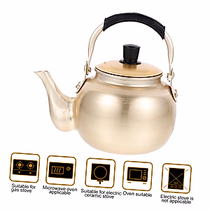 HEMOTON Tea Serving Kettle Household Korean Raw Rice Wine Storage Aluminium Kettle Pot Anti Leak Water Soup Kettle for Home Restaurant Kitchen 2L