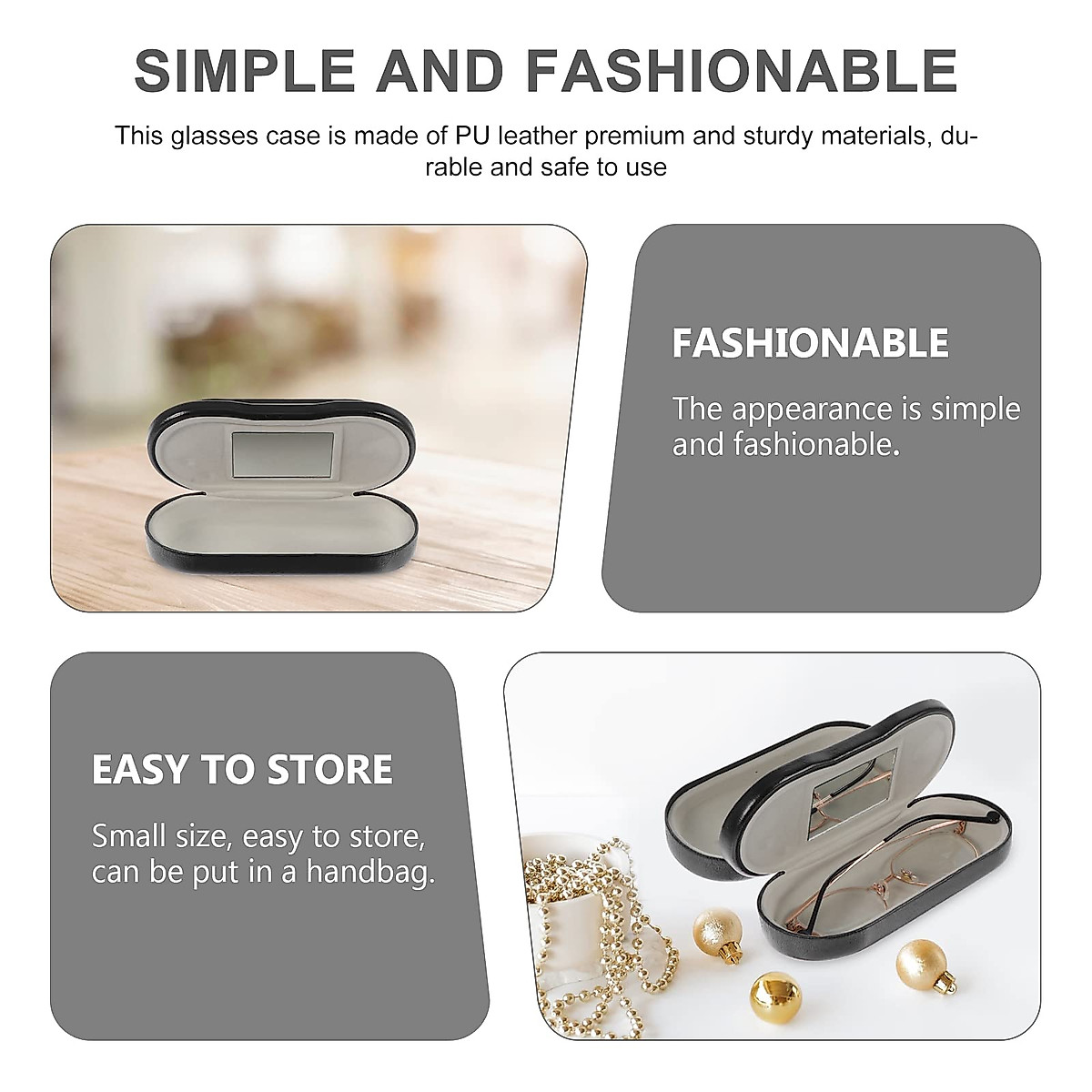 Healifty Double Glasses Case PU Leather Glasses Box Glasses Organizer Eyeglass Case Sunglasses Holder Double Eyeglass Case Double Use Glasses Box Portable Eyeglass Case Glasses Case (Black)