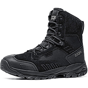 CQR Men's Military Tactical Boots, Lightweight 6 Inches Combat Boots, Durable EDC Outdoor Work Boots, Fathom 6 - Suede Black, 12