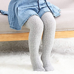 Looching 5 Pack Baby Toddler Girls Cute Cable Knit Cotton Tights Pantyhose Leggings Stocking Pants(4-6 Years, White,black,grey,dark grey,purple)