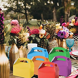 Rainbow Treat Boxes Party Favor Boxes,24 Pack Cardboard Gift Boxes for Bridesmaid Proposal/Birthday/Party/Wedding, Red Kraft Paper Present Packaging Box with Lids (6.2 x 3.5 x 3.6 In)