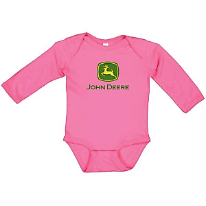 John Deere Baby Girl Logo One Piece Bodysuit-Hot Pink-18M