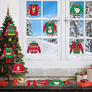 40 Pieces Ugly Sweater Cutouts Christmas Decoration Ugly Sweater Cardboard Cutouts with Glue Point Dots for Classroom School Bulletin Board Party Holiday Party Decoration, 5.9 x 5.9 Inch