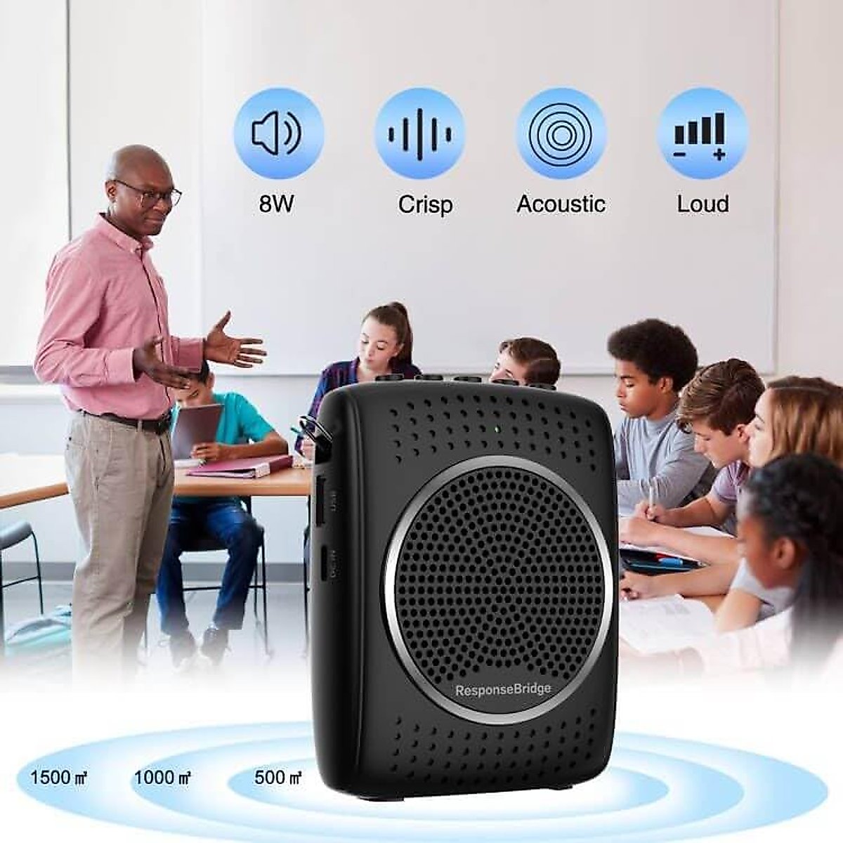Voice Amplifier for Teachers Personal Wired Microphone Headset - Loudly Rechargeable Portable Microphone with Speaker, 2000mAh Small Pa System with Headset Microphone Classroom ect S309