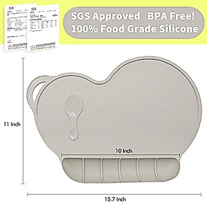 Silicone Baby Placemat - Food Grade Silicone Reusable Travel Placemat for Kids Tiny Diner Portable Roll Up Non Slip Washable Restaurant Food Mat for Child Toddler Infant