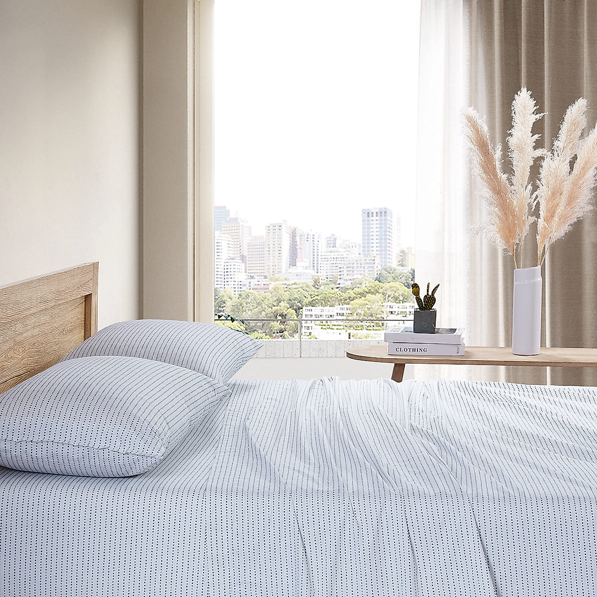 City Scene - Full Sized Sheets, Cotton Percale Bedding, Crisp & Cooling Home Decor (Radius, Full)