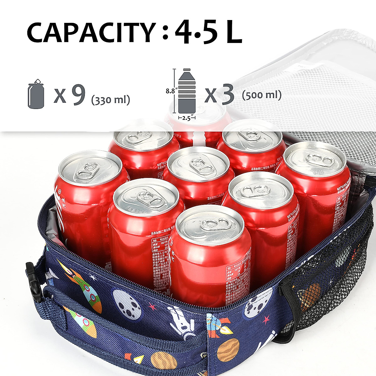 Tirrina Insulated Lunch Box for Men Women, Portable Thermal Small Lunch Bag for Office Work Picnic, Reusable Compact Lunchbox Cooler Tote for Adults, Space Pattern