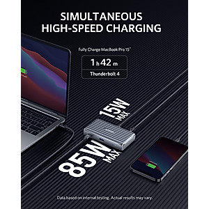 Anker PowerExpand 5-in-1 Thunderbolt 4 Mini Dock, Max 85W Charging for Laptop, Max 15W Charging for Phone, Single 8K@30Hz or Dual 4K@60Hz Display, USB 3.1 Gen 2 Port, for MacBook Pro/Air, and More