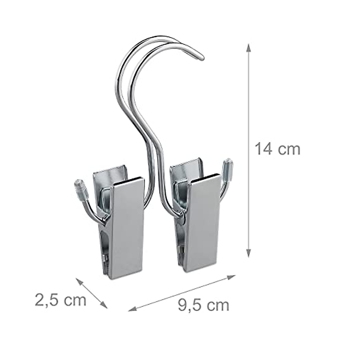 Relaxdays Boot Clips Set of 5 Double Clamp Rubberised Storage Boots & Hats Iron Boot Hanger Silver 5 Pieces