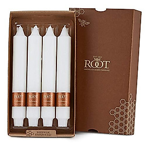 Root Candles 519147 Unscented Timberline Collenette 9-Inch Dinner Candles, 4-Count, White