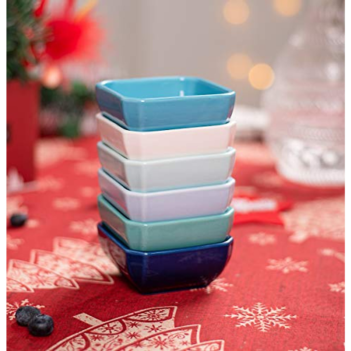 DELLING 3 Oz Ceramic Dip/Dipping Bowls Set - Dipping Soy Sauce Bowl/Dishes Small Sauce Bowls Cups for Sushi Tomato Sauce, Soy, BBQ-Chip and Serving Bowl Set - Set of 6,Colorful