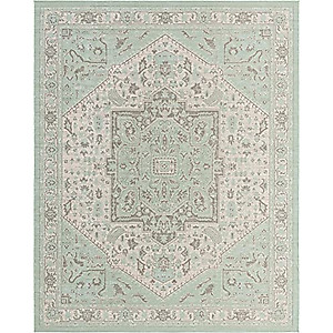 Unique Loom Whitney Collection Traditional Geometric Mint Area Rug (8' 0 x 10' 0)