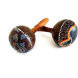 Maracas Large Wooden Maracas Rattle Shaker Percussion Instrument Hand Painted Pair - JIVE BRAND
