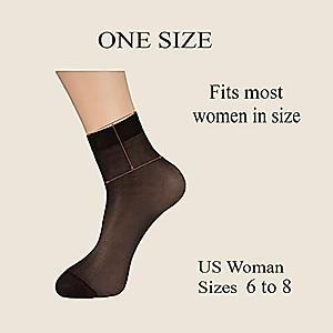 Women's 10 Pairs sheer socks for women ankle high, Pantyhose Socks 30 Den (5 pairs Nude + 5 pairs Black)