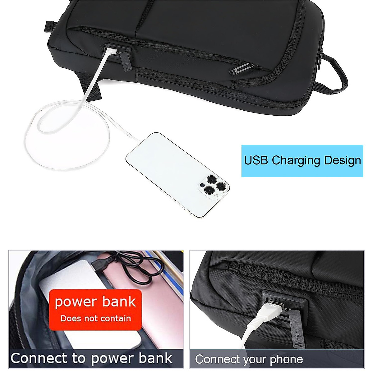 AUGUR Business Slim Backpack for Men Women 15.6 inch Water Resistant Laptop Backpack with USB Charger Computer Notebooks Lightweight Small Backpacks For School/Travel/Business/Work/College Bag